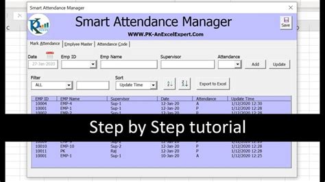 video thumbnail smart attendance manager in excel vba pk an excel