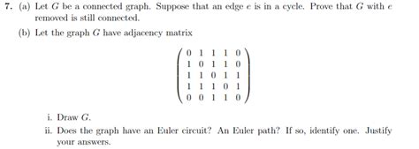 Solved A Let G Be A Connected Graph Suppose That An Chegg