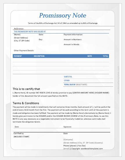 5 Best Promissory Note Templates For Ms Word Word And Excel Templates