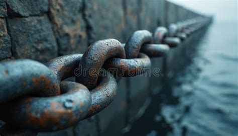 Heavy Rusted Metal Chain Links Connect Continents In Global Lockdown