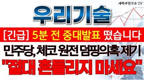 우리기술 필수시청 민주당 체코 원전 덤핑 의혹 제기 절대 흔들리지 마세요 Youtube