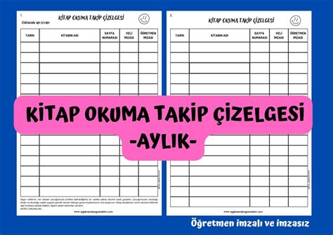 Kitap Okuma Takip Çizelgesi Aylık