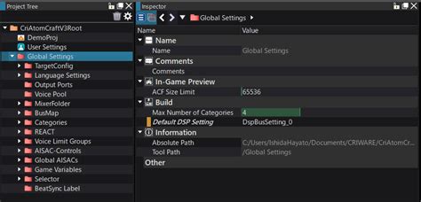CRI ADX Tools Manual Global Settings
