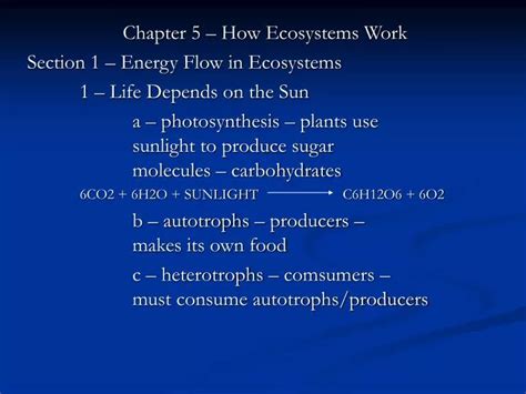PPT Chapter How Ecosystems Work Section Energy Flow In Ecosystems Life Depends On