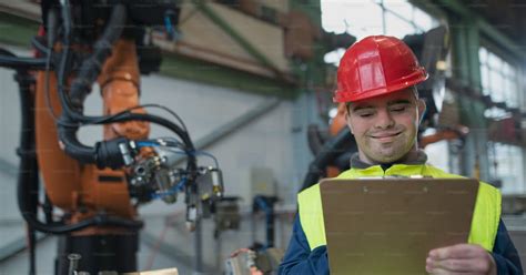 다운 증후군을 앓고있는 청년은 산업 공장에서 일하면서 메모를 작성하고 사회 통합 개념을 작성합니다 사진 Unsplash의 공장 이미지