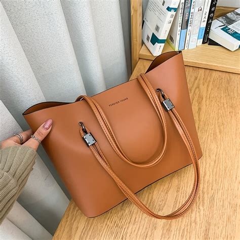 Pu Leather Lady Tote Bag Large Capacity Multi Func Grandado