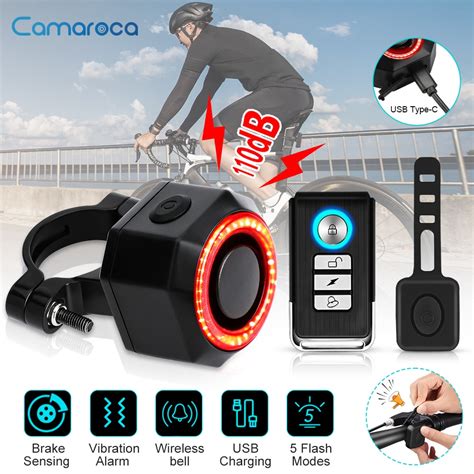 Camaroca 자전거 도난 경보 미등 방수 원격 제어 Usb 충전 자전거 후미등 스마트 자동 브레이크 감지 테일 램프