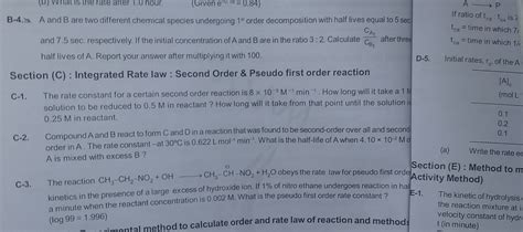 A And B Are Undergoing First Order Decomposition With Half Lives 5 Sec An