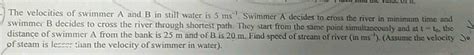 The Velocities Of Swimmer A And B In Still Water Is 5 Ms Swimmer A