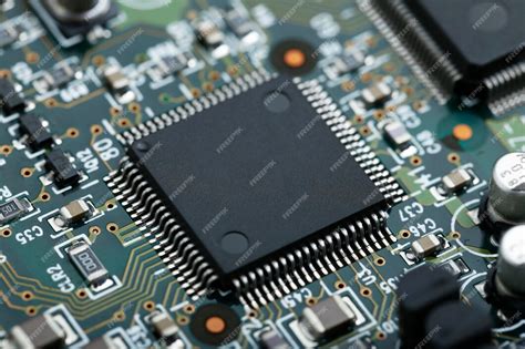 Free Photo Closeup Of Electronic Circuit Board With Cpu Microchip Electronic Components Background