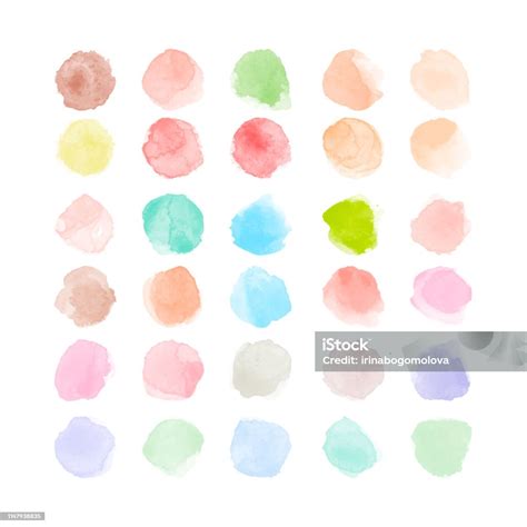 화려한 벡터 수채화 손으로 그린 둥근 모양 얼룩 동그라미 흰색 절연 된 Blob의 집합입니다 예술적 디자인을 위한 그림 다중