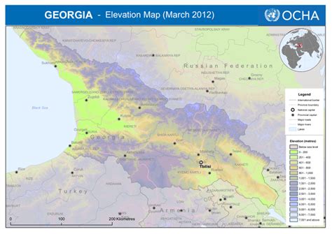 Georgia Reference Map Elevation Map March 2012 Georgia Reliefweb