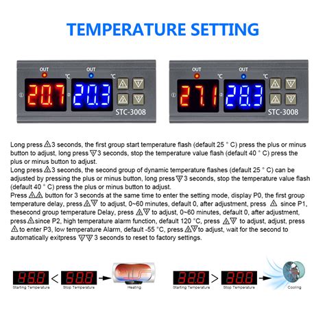 Stc 3008 110 220v Digital Temperature Thermostat Controller Dual Led N Diymore