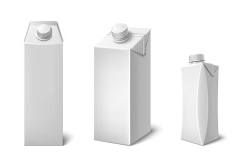 우유 또는 주스 상자 모형 세트 무료 벡터