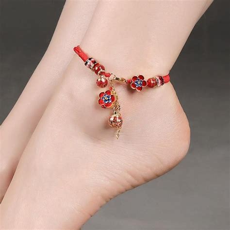 Red Floral Style Anklet Jewelry Fancy Jewellery Fancy Jewelry