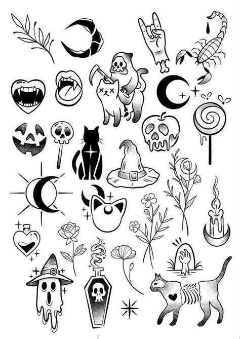 Halloween Flash Tattoo Design Small Halloween Tattoos For Women