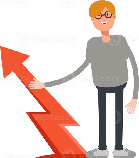 Brown Hair Male Character And Arrow Chart 65979970 Png