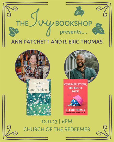 Ann Patchett And R Eric Thomas The Church Of The Redeemer