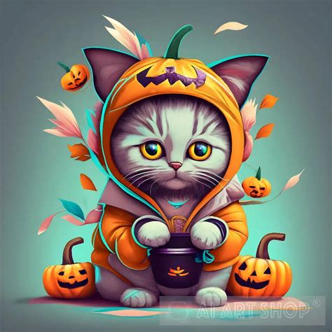 Halloween Cat Spooky Art Festive Feline Cats Of Halloween Cat L