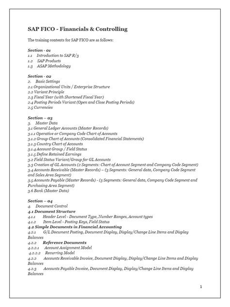 Sap Fico Training Contents Pdf Depreciation Debits And Credits