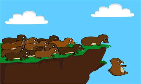 Lemming Jumping Off Cliff