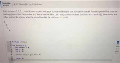 Solved Thallenge Activity 461 Nested Loops Indent Text