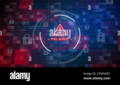 Red Malware Warning With Exclamation Mark In Circle With Numbers Blue