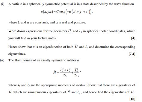 Solved I A Particle In A Spherically Symmetric Potential Chegg