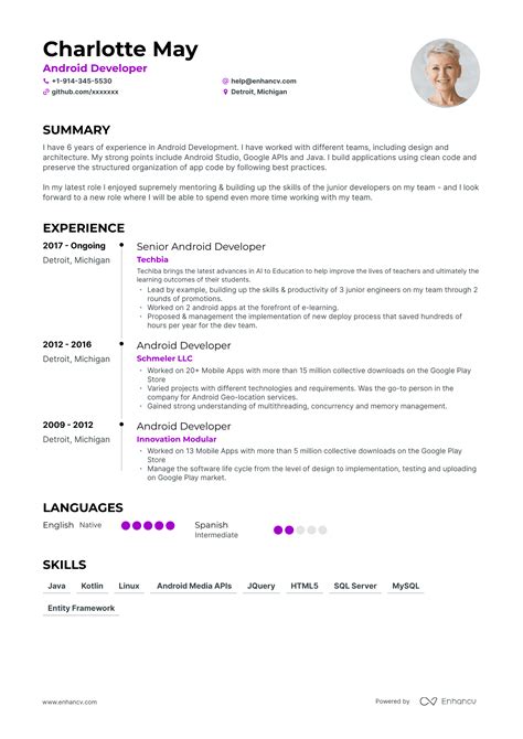 Top Android Developer Resume Examples And Samples For 2023 Layout Skills Keywords