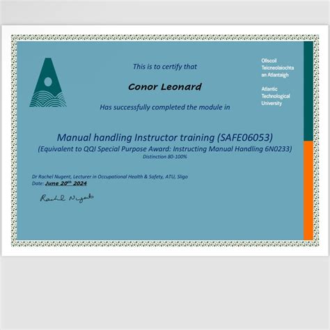 Delighted To Have Completed My Manual Handling Instructor Training With Atlantic Technological