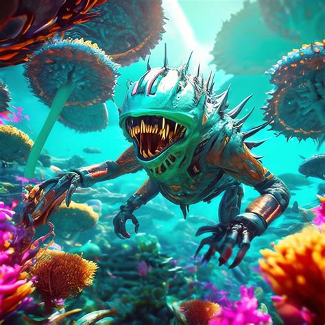 Unknown Fantastic Alien Underwater World Predatory Anthropomorphic Mutant Sea Monsters Bright