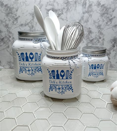 Personalized Farmhouse Kitchen Canisters Kitchen Canister Set Vintage