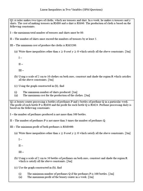 Linear Inequalities In Two Variables 5 Pdf Inequality Mathematics