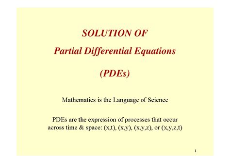 Pdes Differential Equation Solution Of Partial Differential Equations