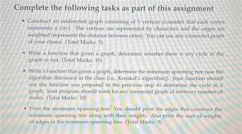 Solved Complete The Following Tasks As Part Of This