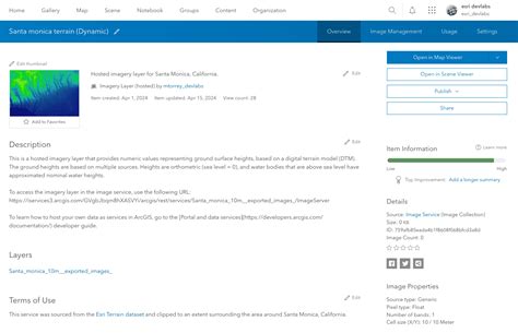 Manage A Hosted Imagery Layer Item And Service Documentation Esri