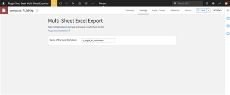 Plugin Multisheet Excel Export Dataiku