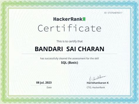 Sql Hackerrank Sai Charan Bandari
