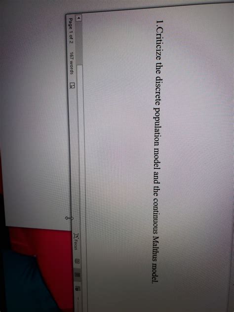 Solved 1criticize The Discrete Population Model And The