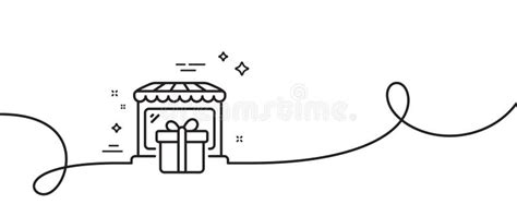 T Shop Line Icon Souvenirs Market Sign Continuous Line With Curl