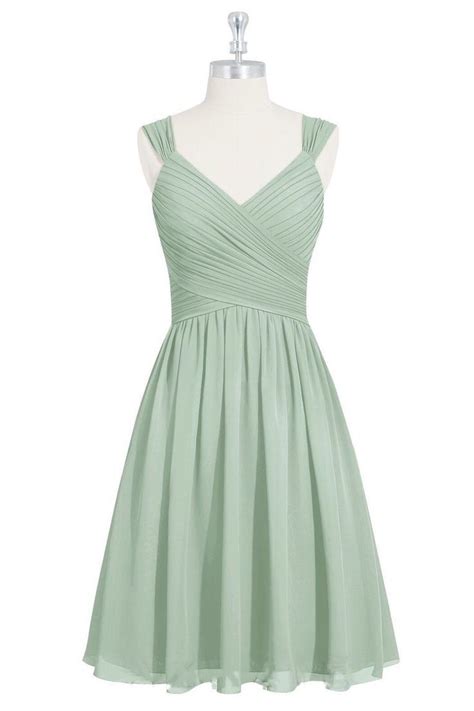 Sage Green V Neck Backless A Line Short Bridesmaid Dress Sage Green