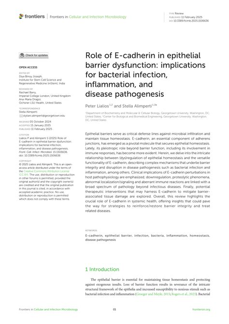 Pdf Role Of E Cadherin In Epithelial Barrier Dysfunction
