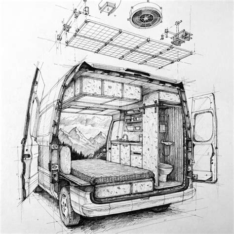 Free Van Conversion Sketch Image Van Camper Interior Download At