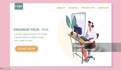 organize your task landing page template woman sitting at a table with