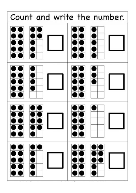 Math Ten Frame Worksheets For Kindergarten