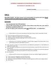 ECON Problem Set Pdf ECON ECONOMICS OF DEVELOPMENT PROBLEM SET DUE