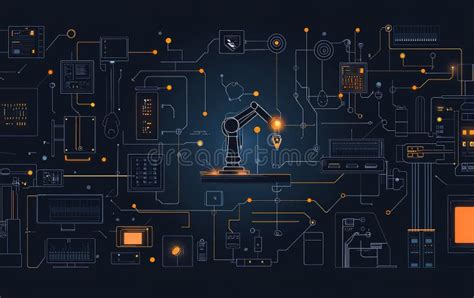 A Robotic Arm Operates Within A Complex Network Of Electronic Circuits And Technological
