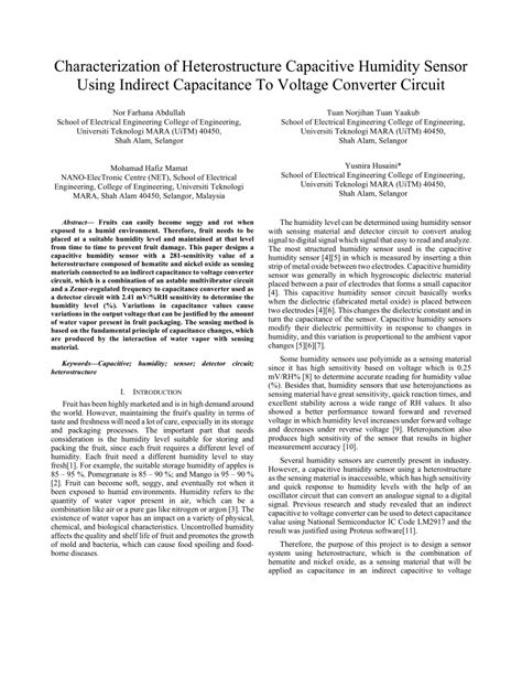 Pdf Characterization Of Heterostructure Capacitive Humidity Sensor