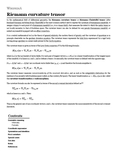 Riemann Curvature Tensor Pdf Curvature Tensor