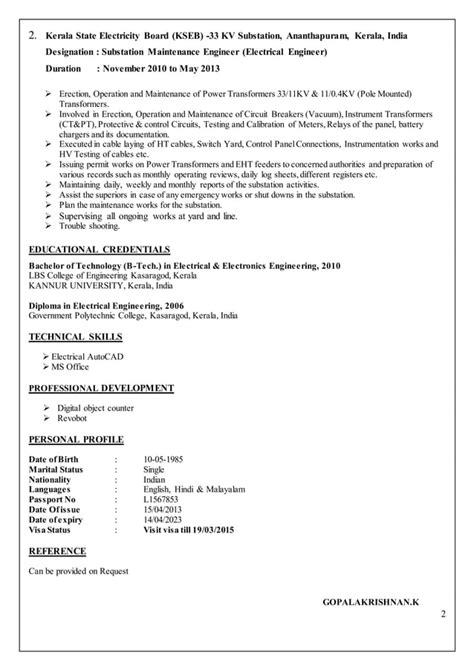 ELECTRICAL ENGINEER CV DOCX Civil Engineering Industry Industries